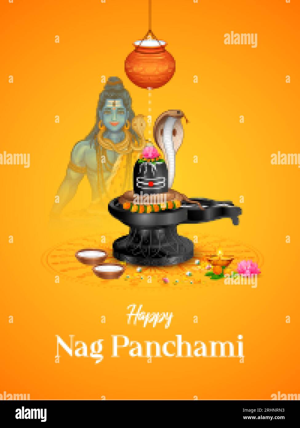 illustration of Nag snake with Shiv Linga for traditional Indian Hindu ...