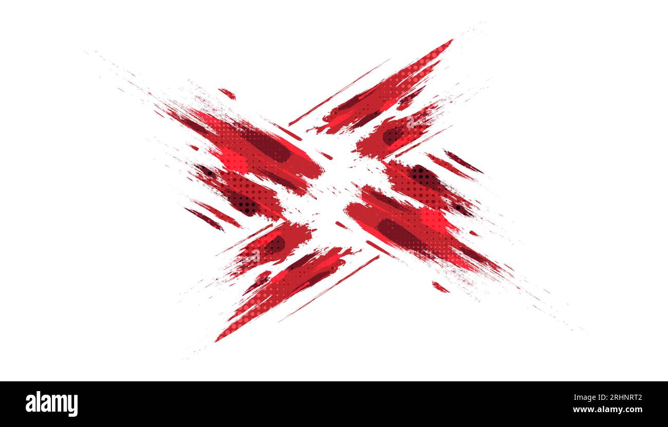 Red Brush Illustration with Halftone Effect Isolated on White ...