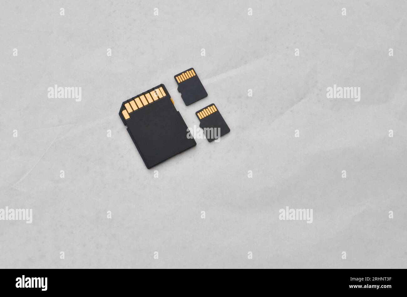 Close up of SD and microSD cards, symbols of compact and efficient ...
