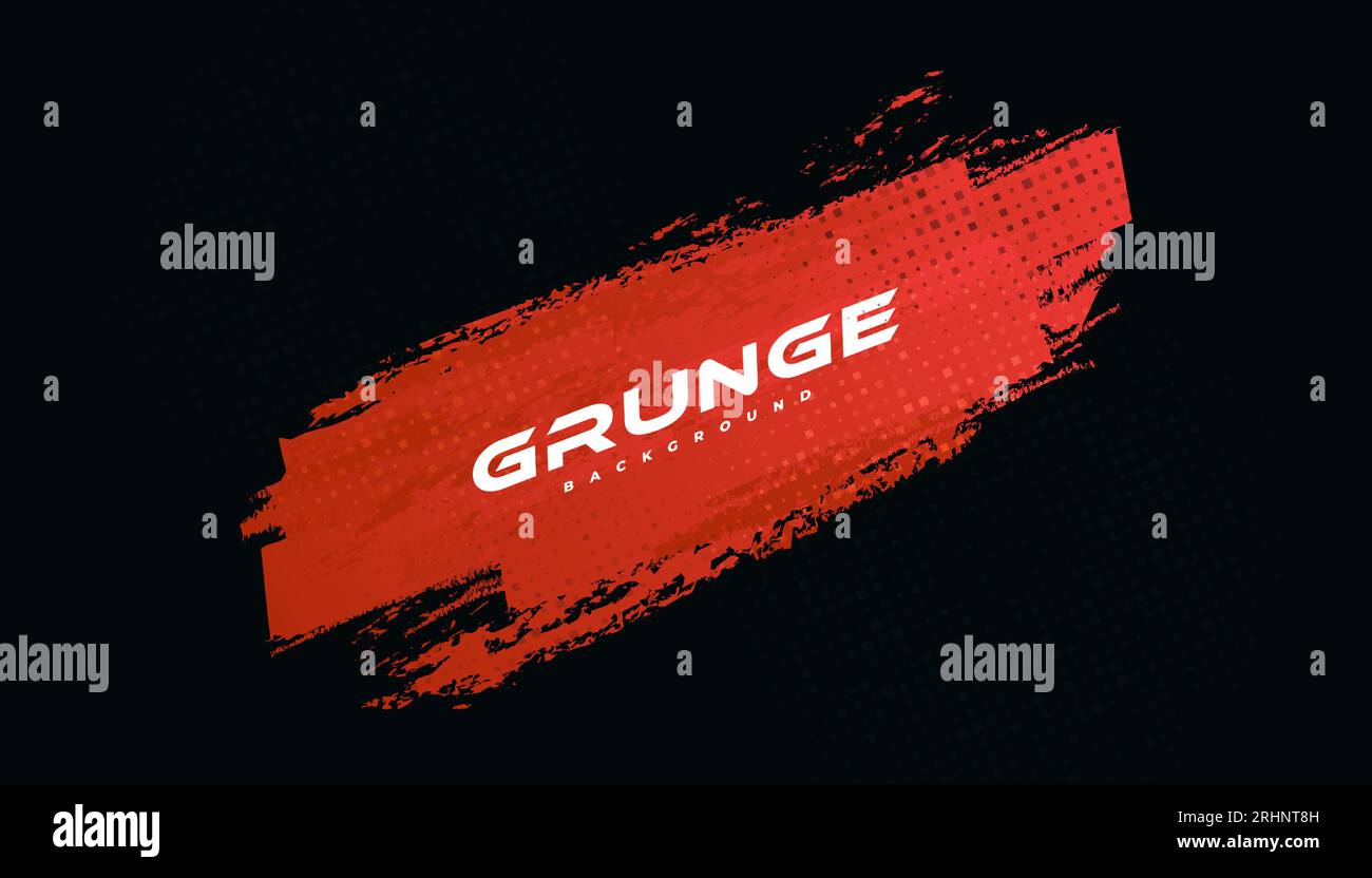 Abstract Red Grunge Background with Halftone Style. Brush Stroke ...