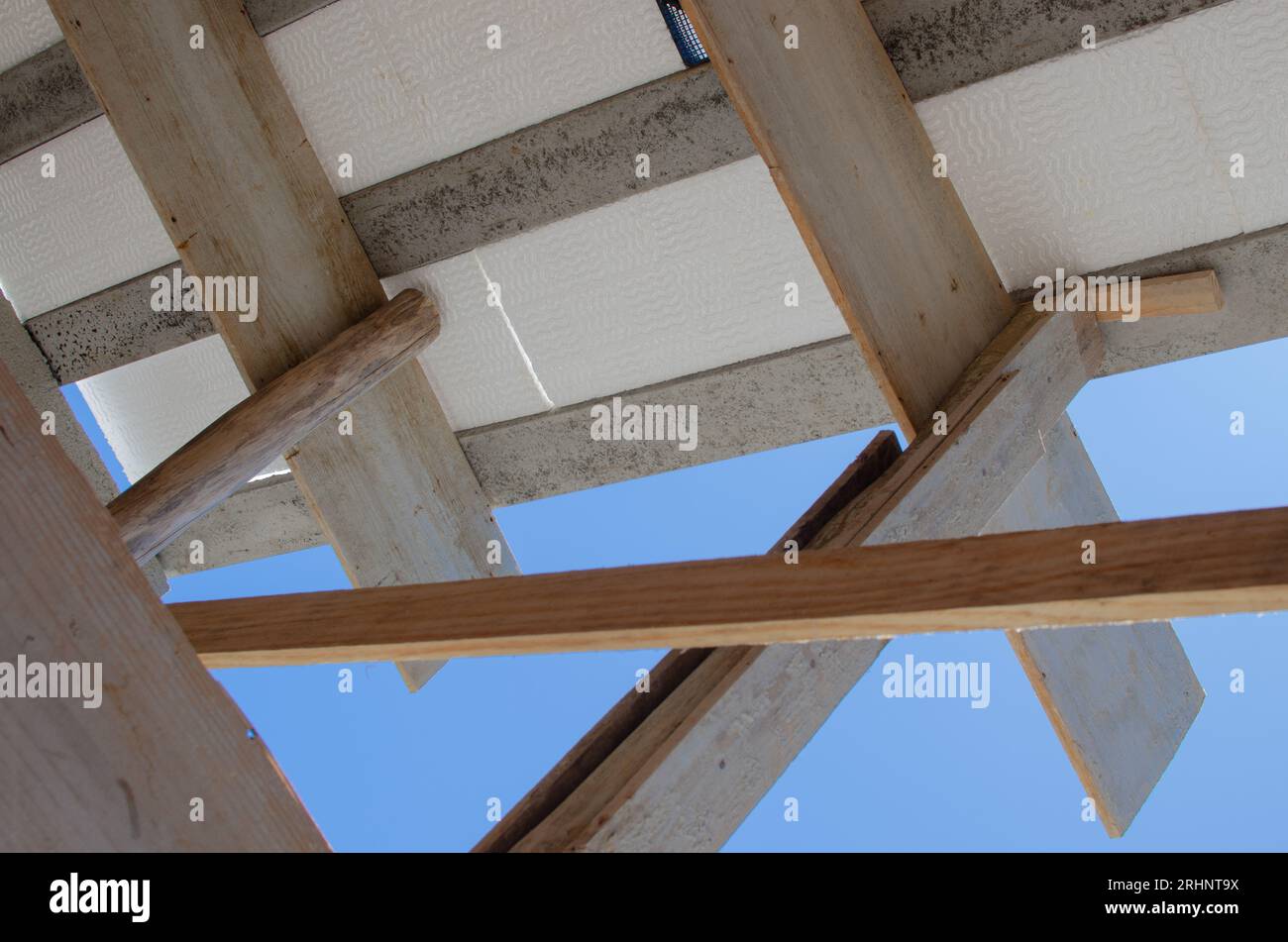 Detail of the construction of a Styrofoam slab in Brazil, a light and ...