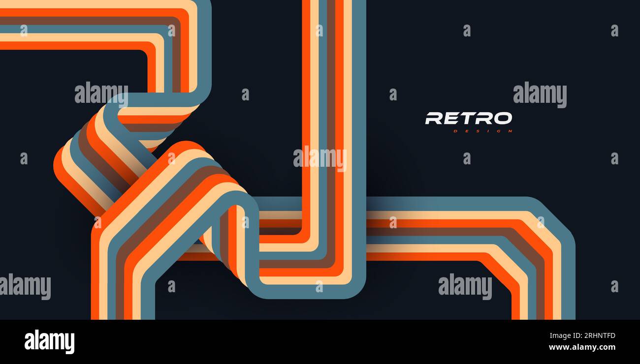Abstract Retro Background with Colorful Lines. 1970s Background Design ...