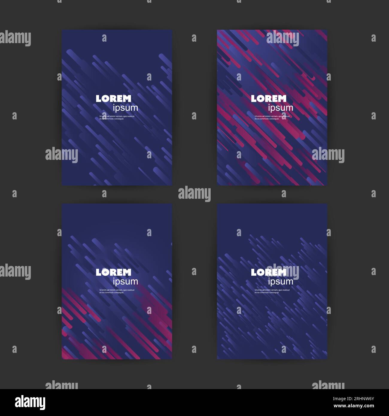 Set of 4 Flyer, Card or Banner Designs with Abstract Phantom Blue and ...