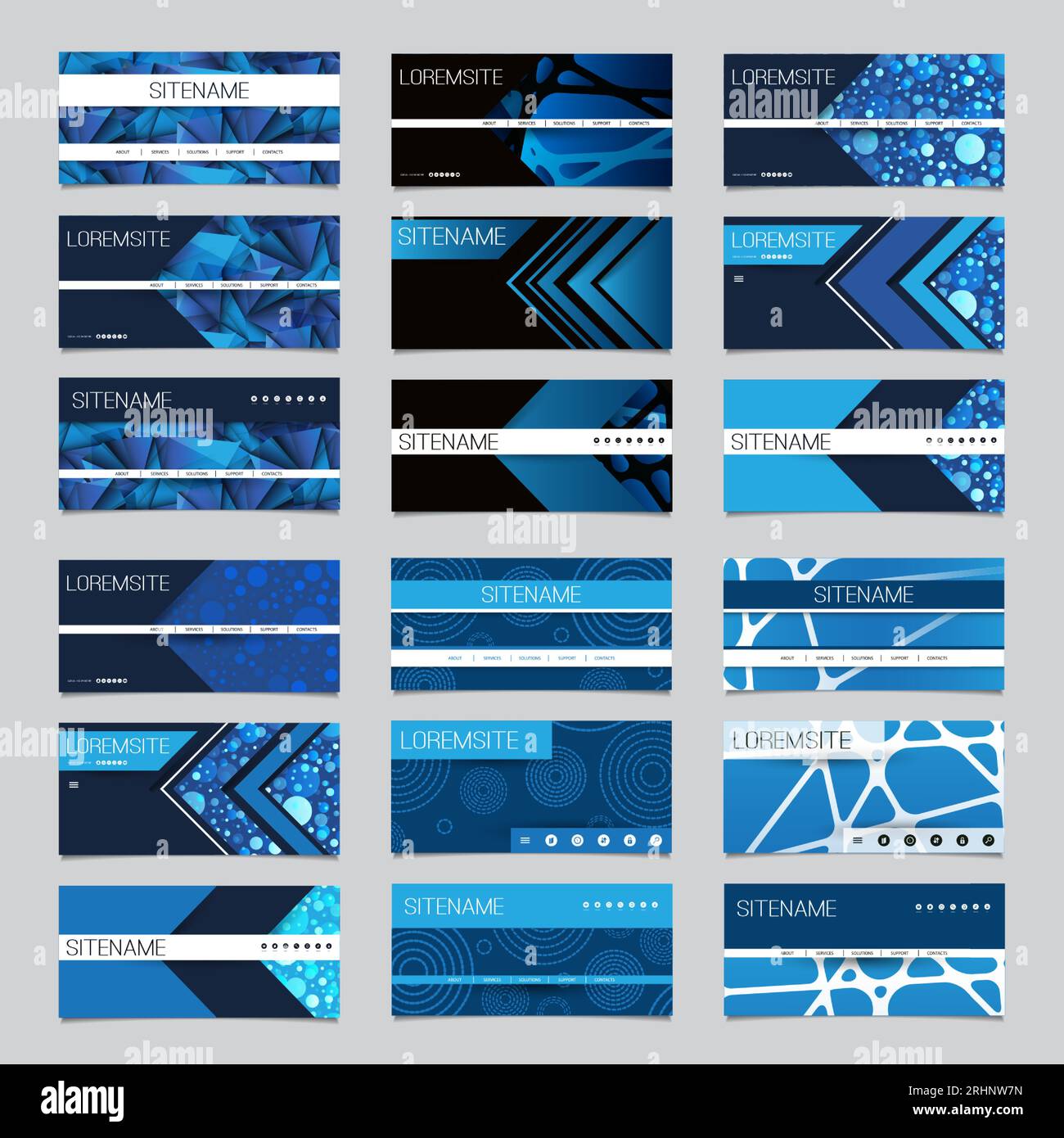 Mega Set of 36 Header, Card or Banner Designs with Abstract Blue ...