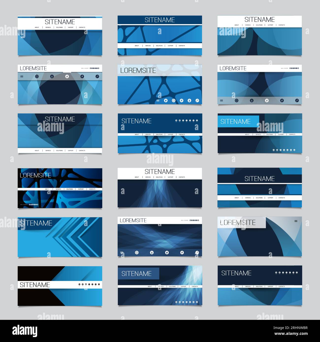 Mega Set of 36 Header, Card or Banner Designs with Abstract Blue ...