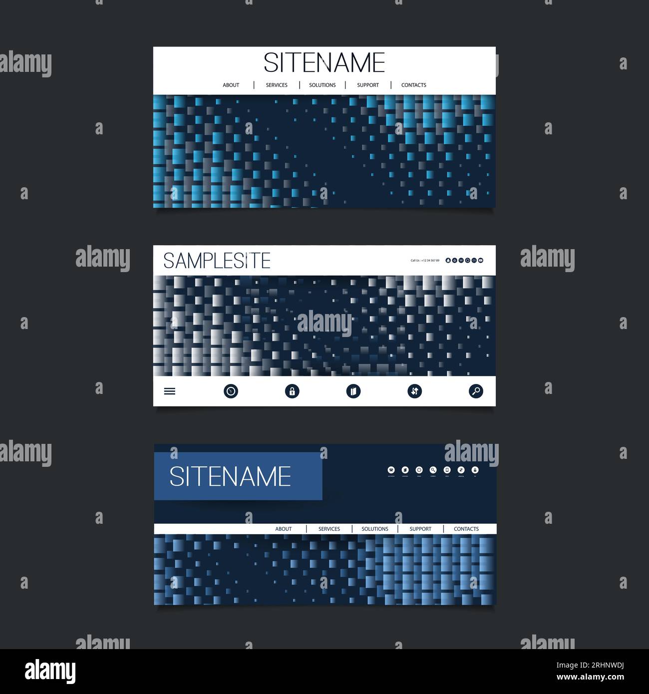 Web Design Elements - Header Design Set with Dark Blue Abstract Spotted ... Web Design Elements - Header Design Set with Dark Blue Abstract Spotted ...