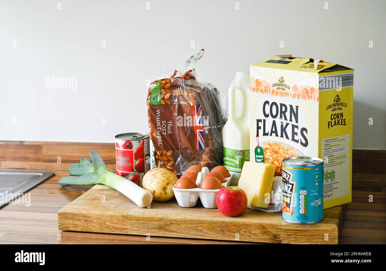 Variety shopping items bread milk hi-res stock photography and images ...