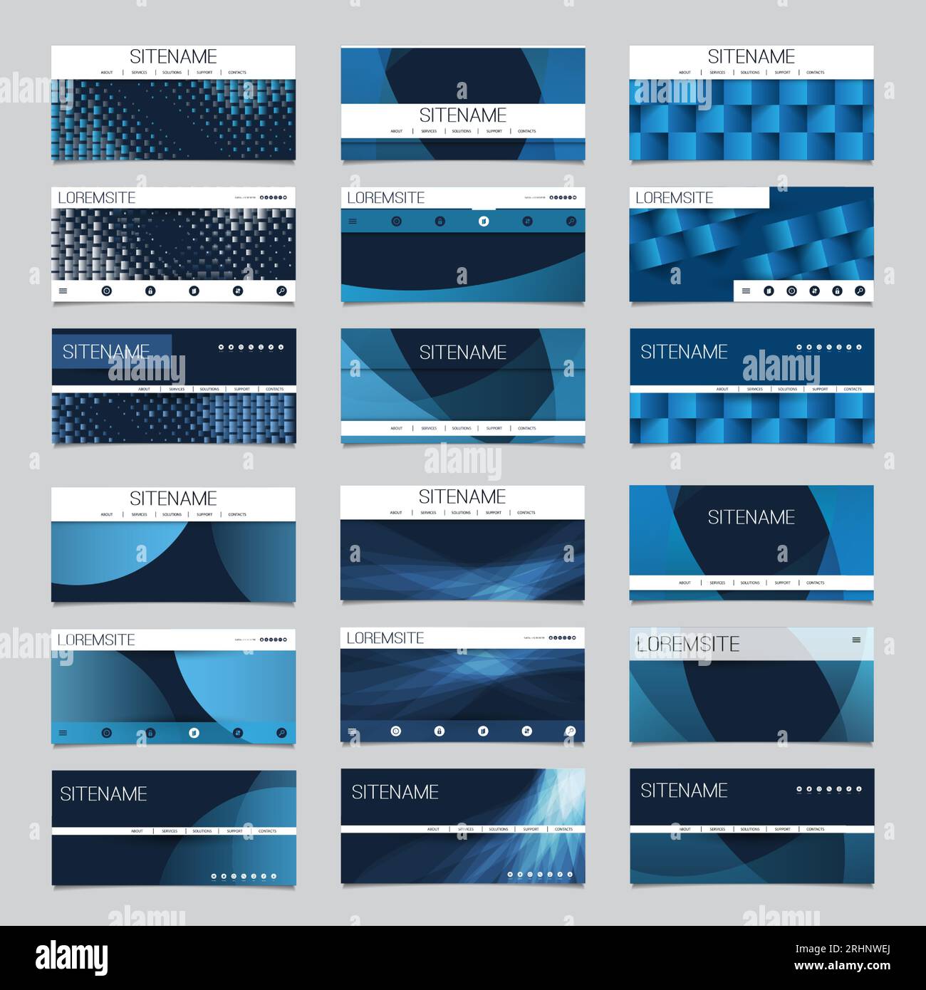 Mega Set of 36 Header, Card or Banner Designs with Abstract Blue ...