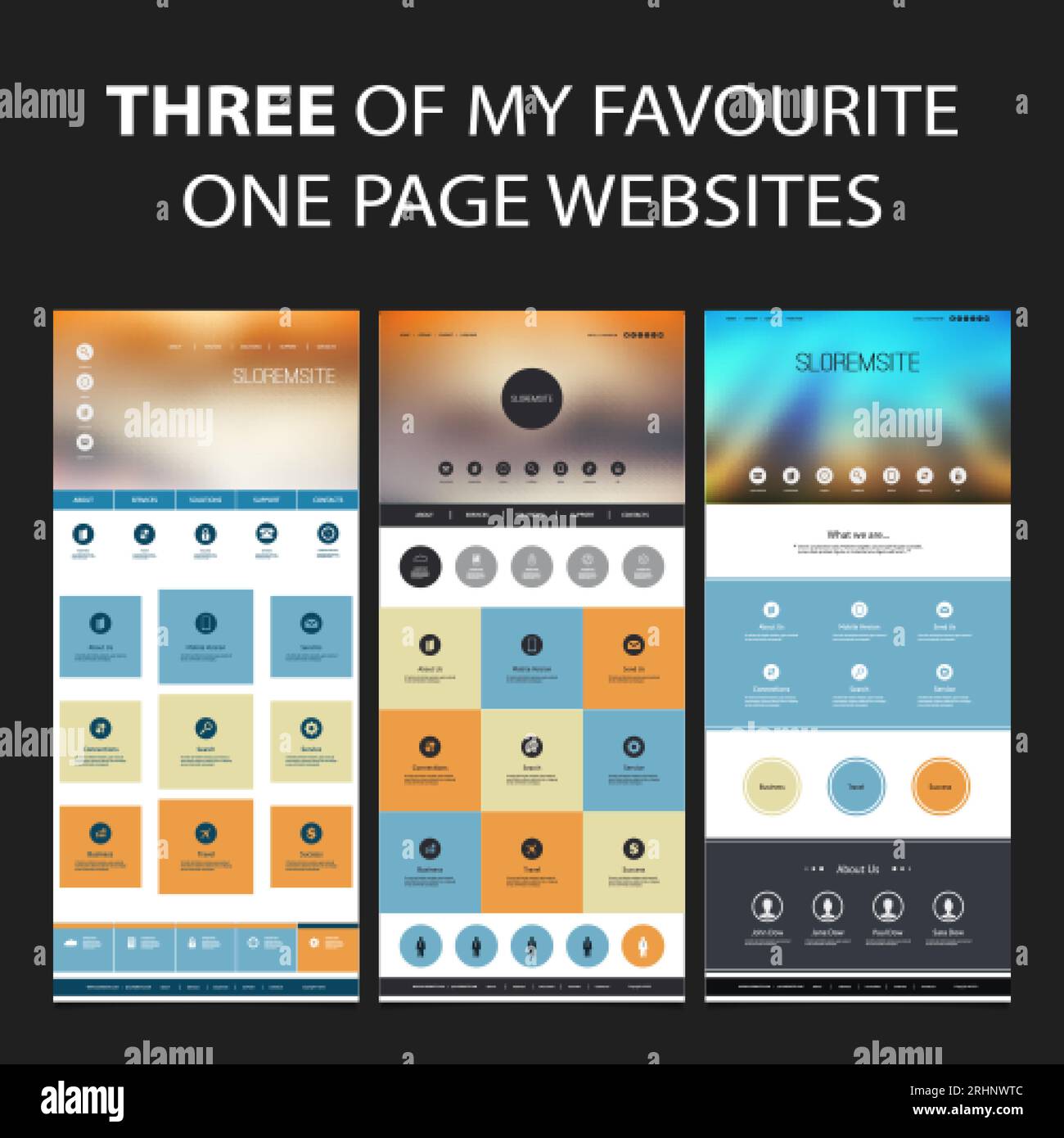 Set of One Page Website Design Templates for Your Business with ...