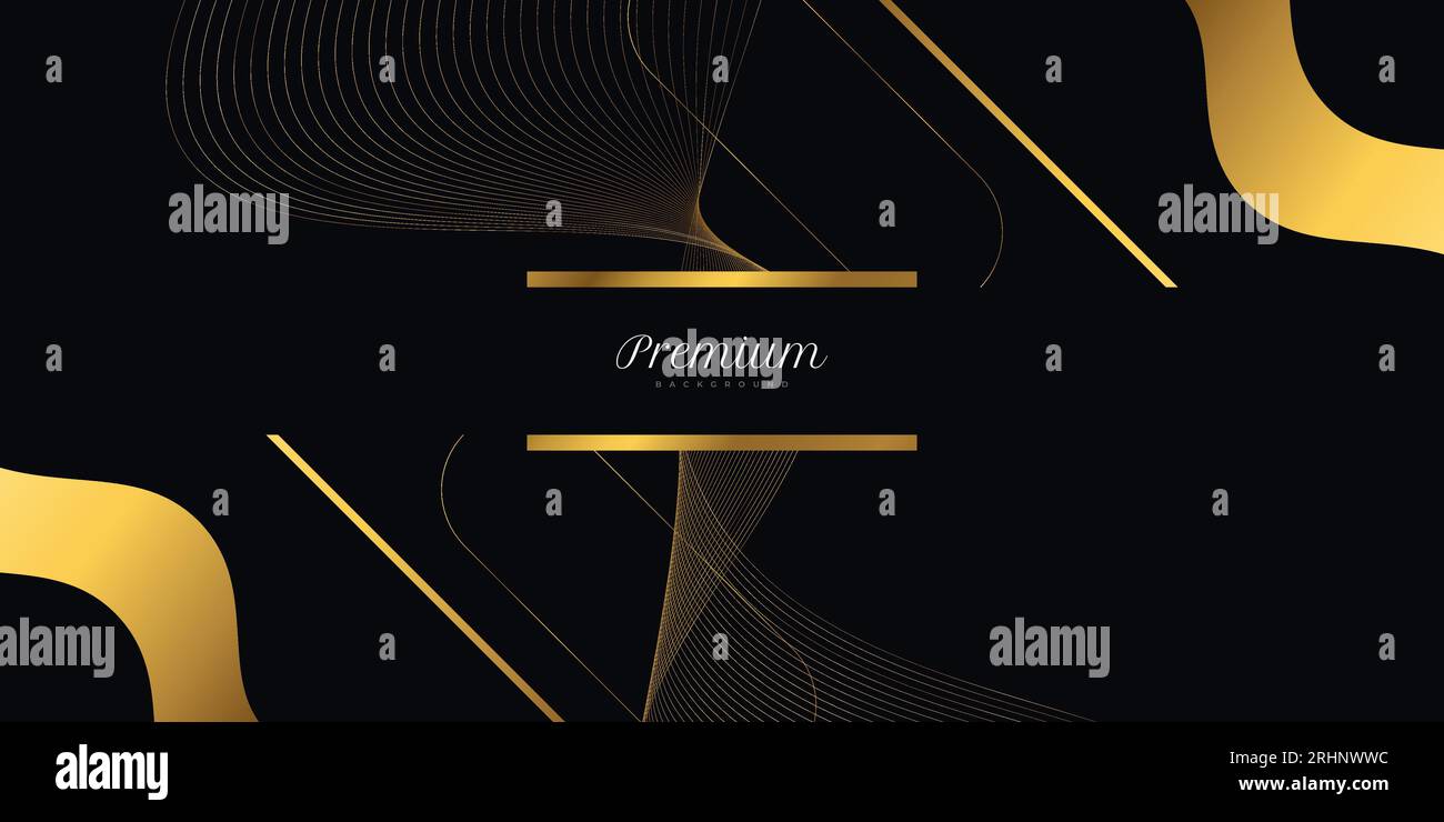 Luxury Black and Gold Background with Wavy Gold Lines. Premium Black ...