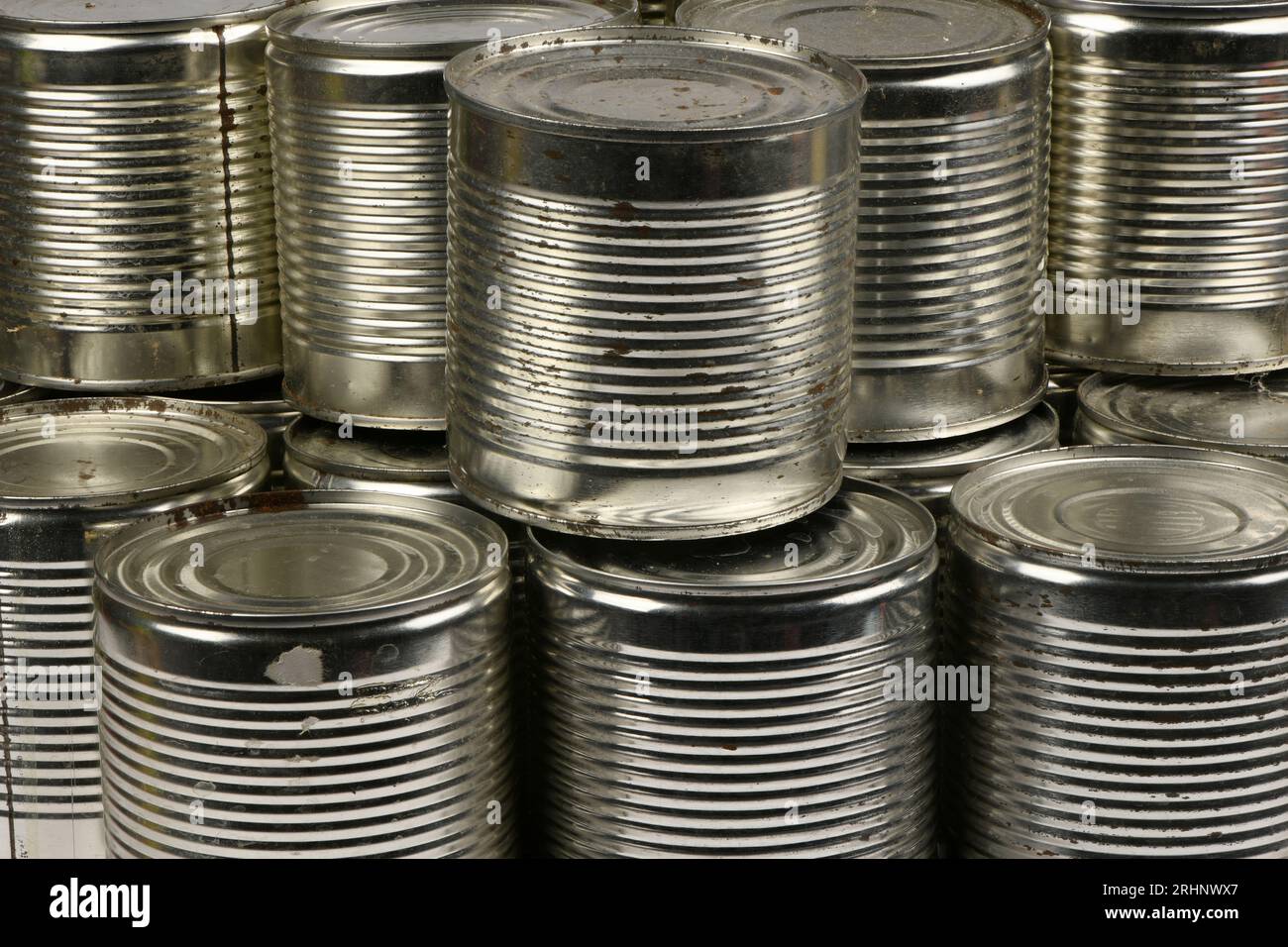 Open old metal tin cans background. High resolution photo. Full depth ...