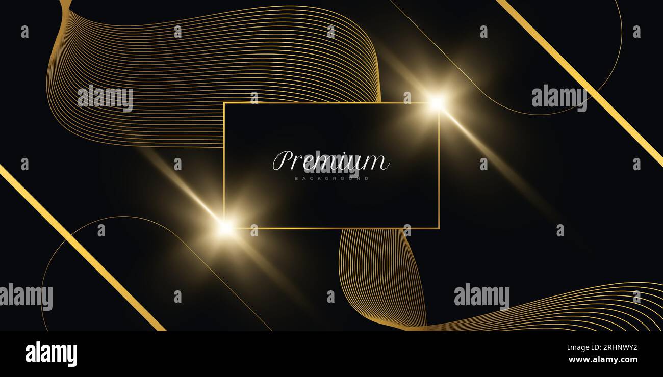 Luxury Black and Gold Background with Wavy Gold Lines and Light Effect ...