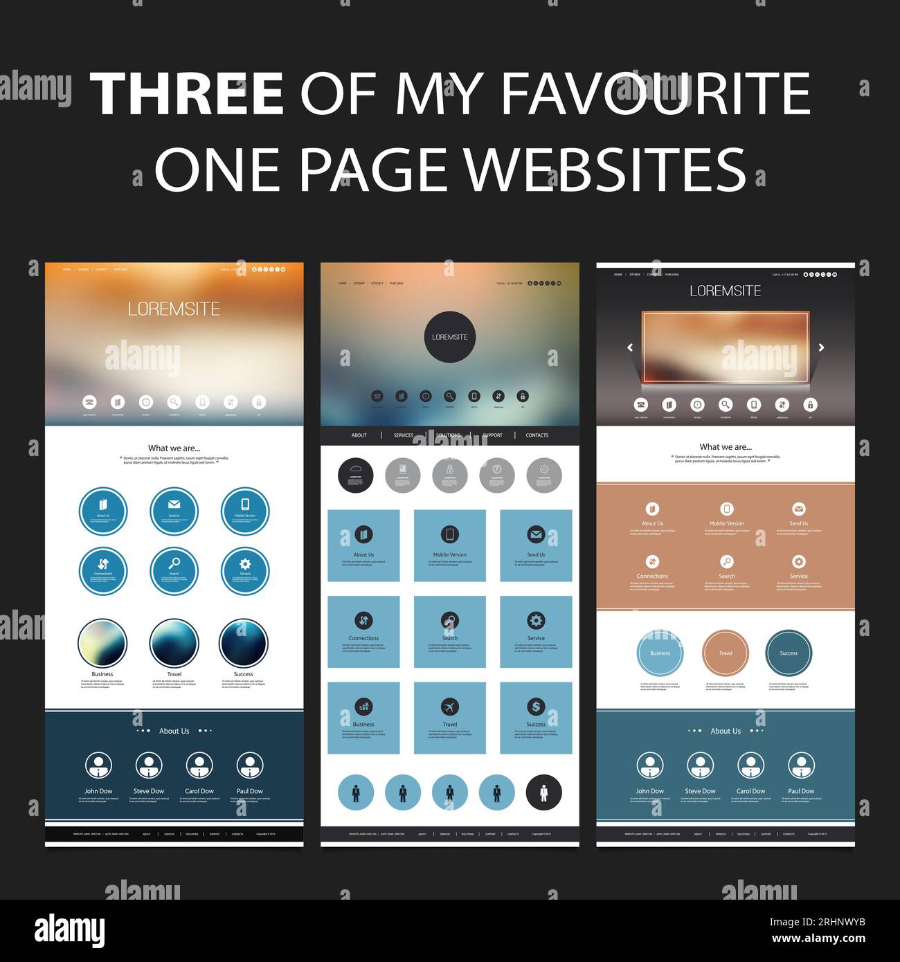 Set of One Page Website Design Templates for Your Business with ...