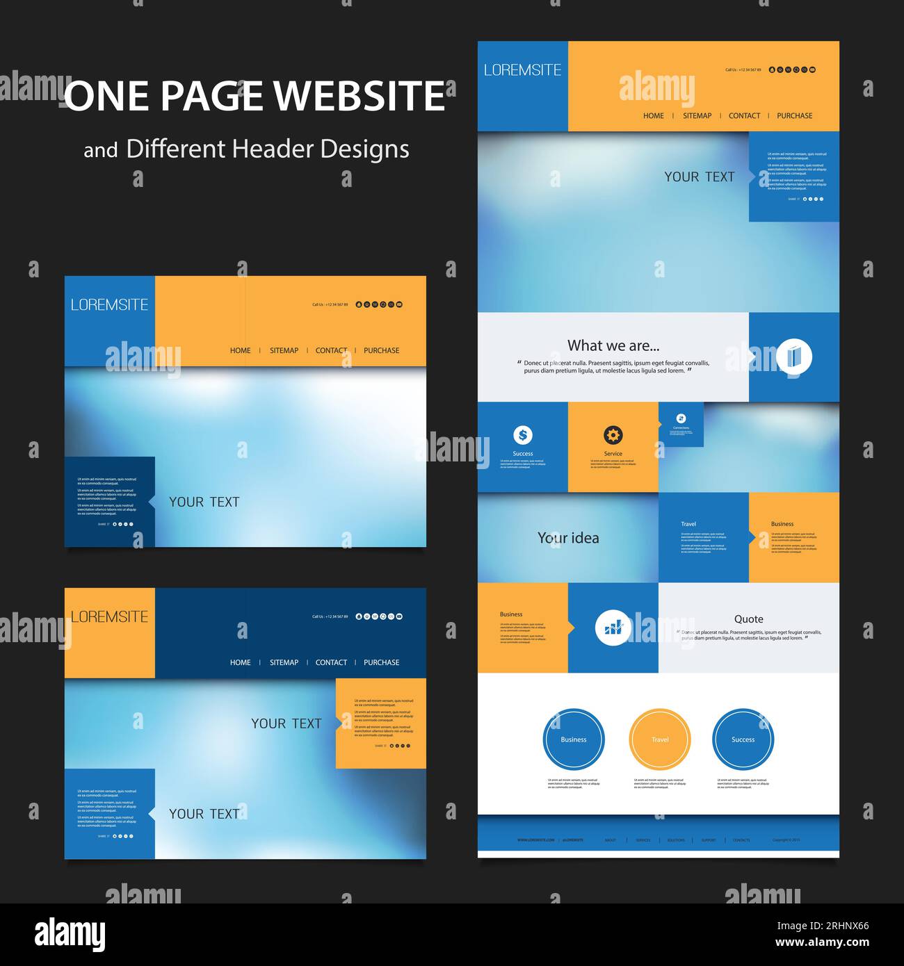 One Page Website Design Template for Your Business Stock Vector Image ...