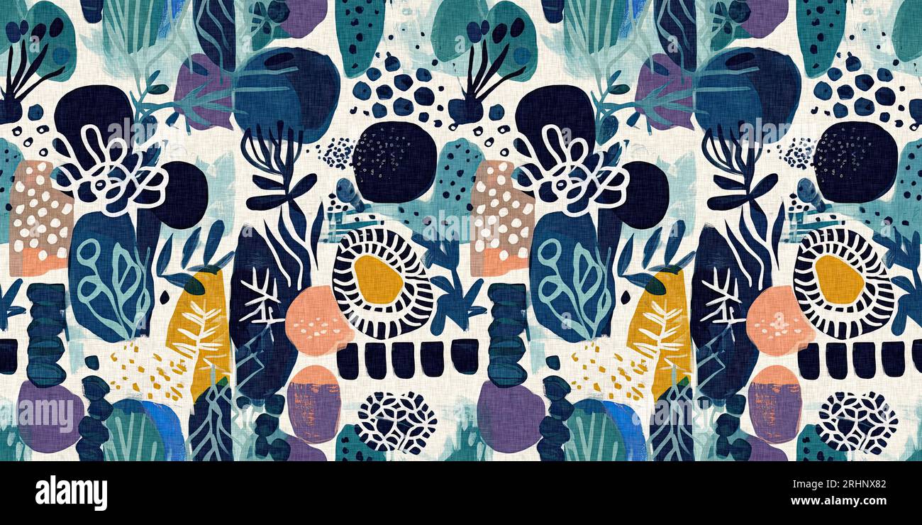 Modern fun pattern clash fabric border print for summer beach textile ...