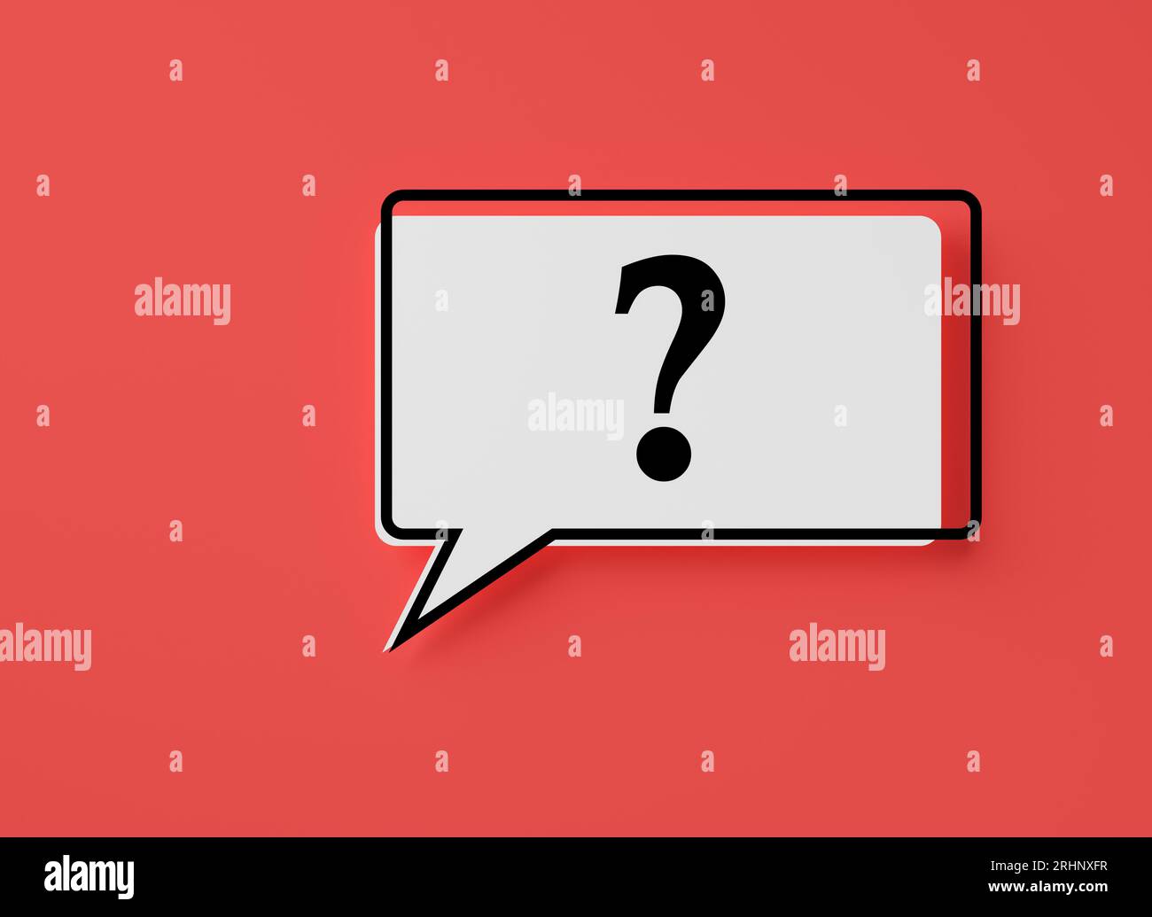 Speech bubble with question mark symbol on red background, help ...
