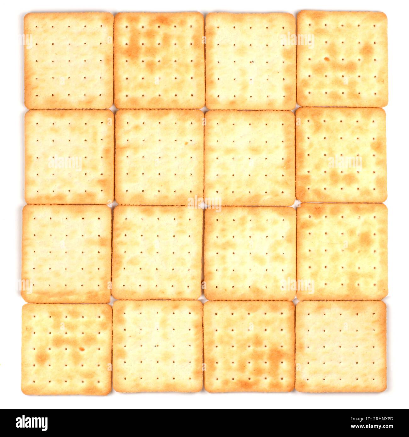 Square shortbread cookies isolated on white background. Stacked butter ...