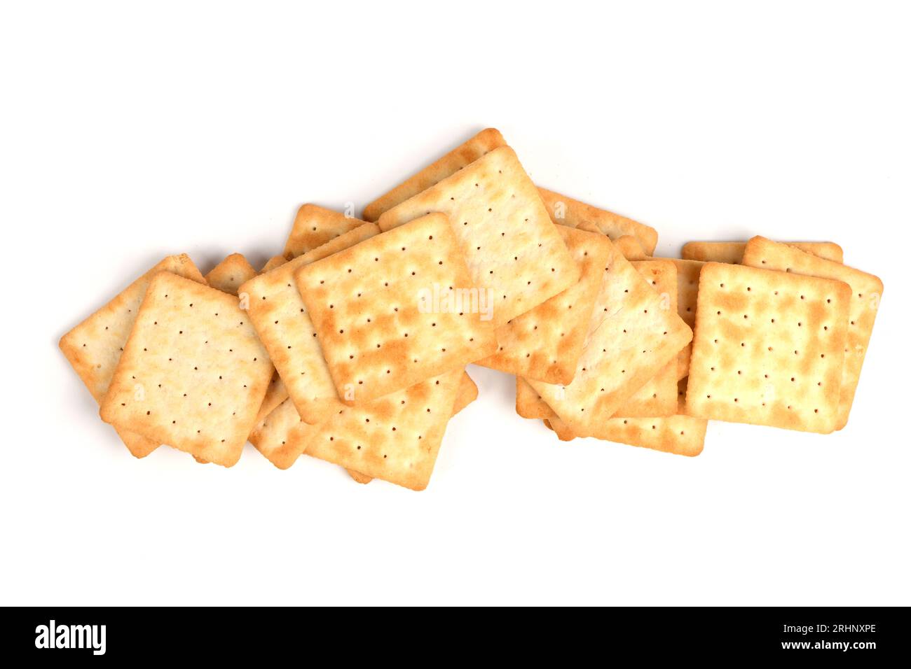 Square shortbread cookies isolated on white background. Stacked butter ...