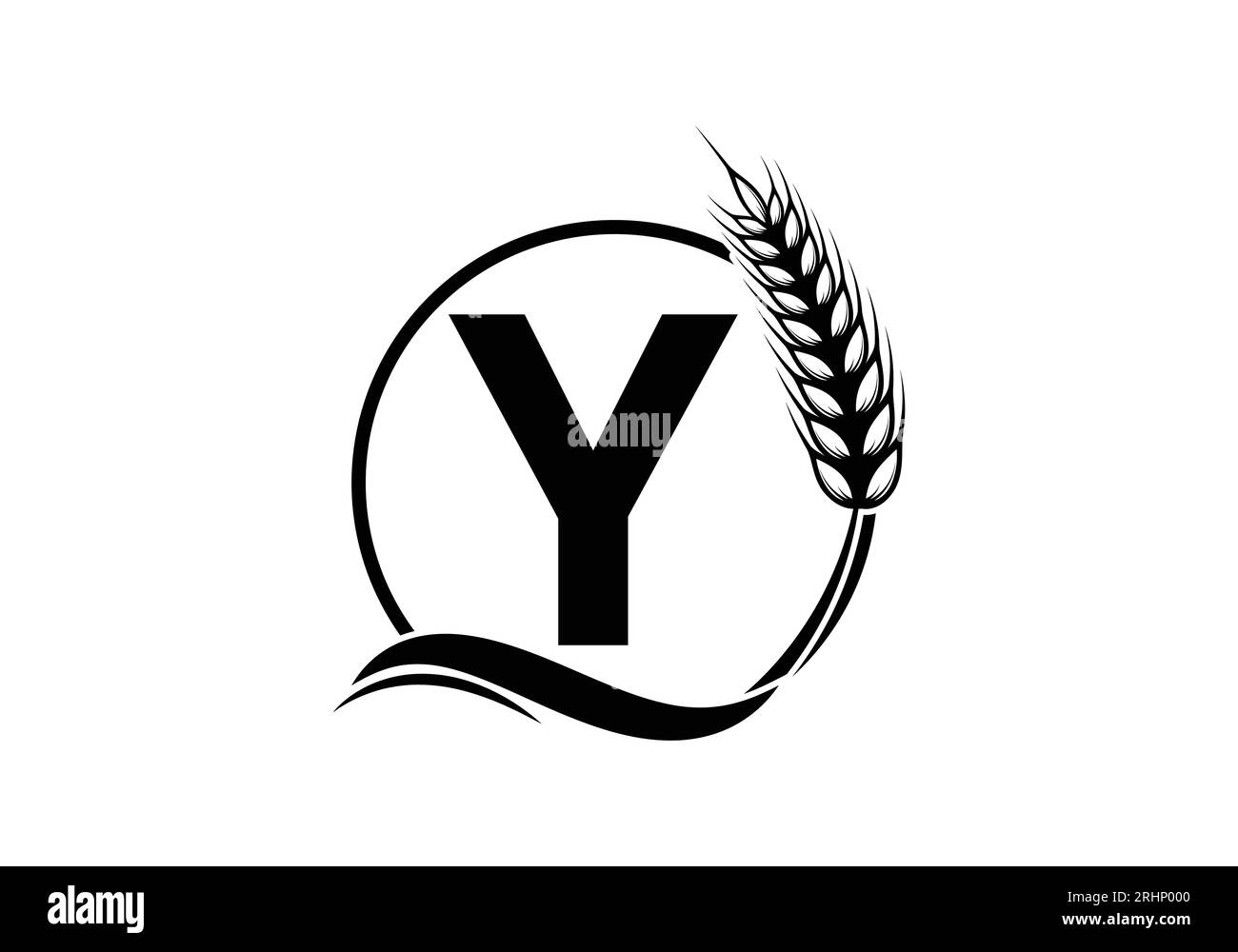 letter Y sign symbol with wheat ears wreath. Agriculture Logo Farming ...