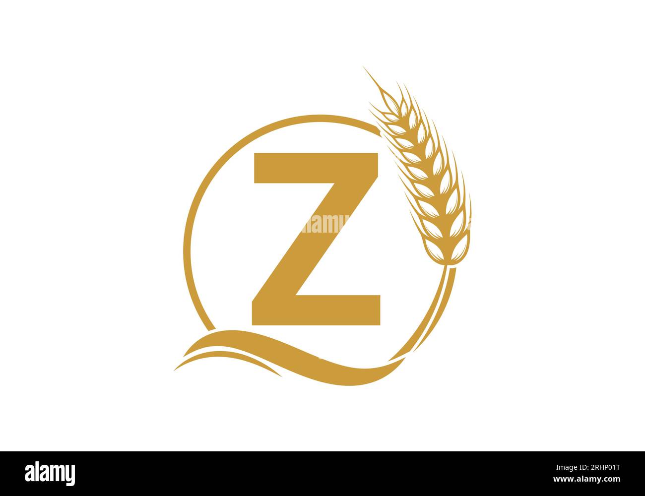 letter Z sign symbol with wheat ears wreath. Agriculture Logo Farming ...