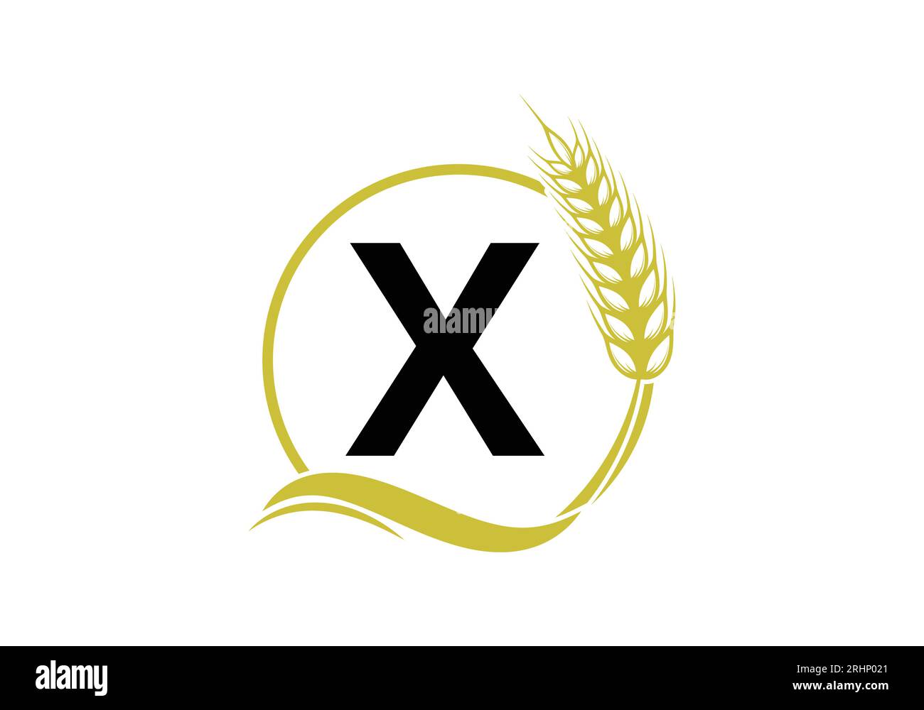letter X sign symbol with wheat ears wreath. Agriculture Logo Farming ...