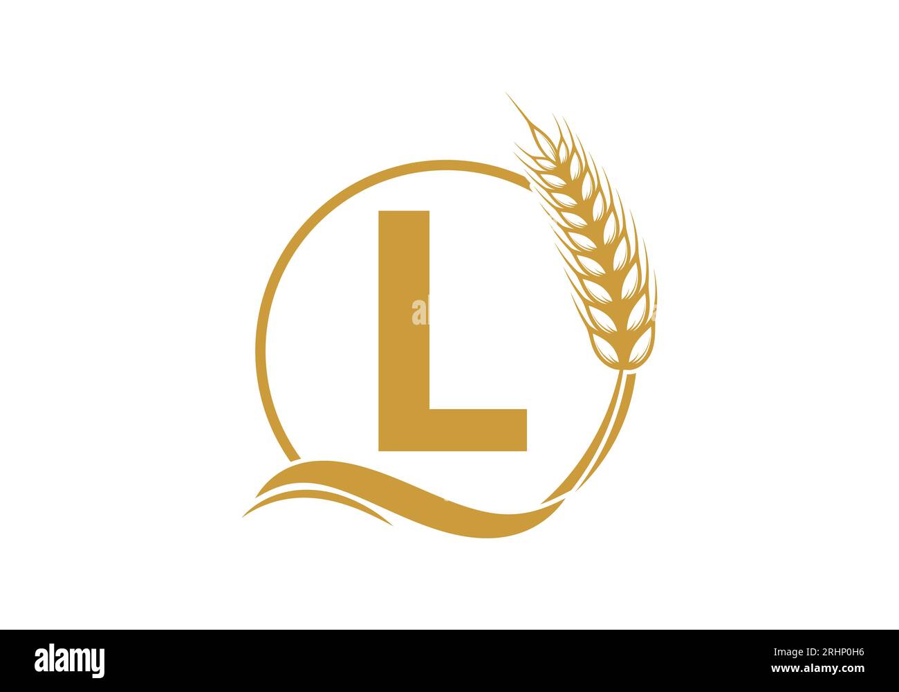 letter L sign symbol with wheat ears wreath. Agriculture Logo Farming ...