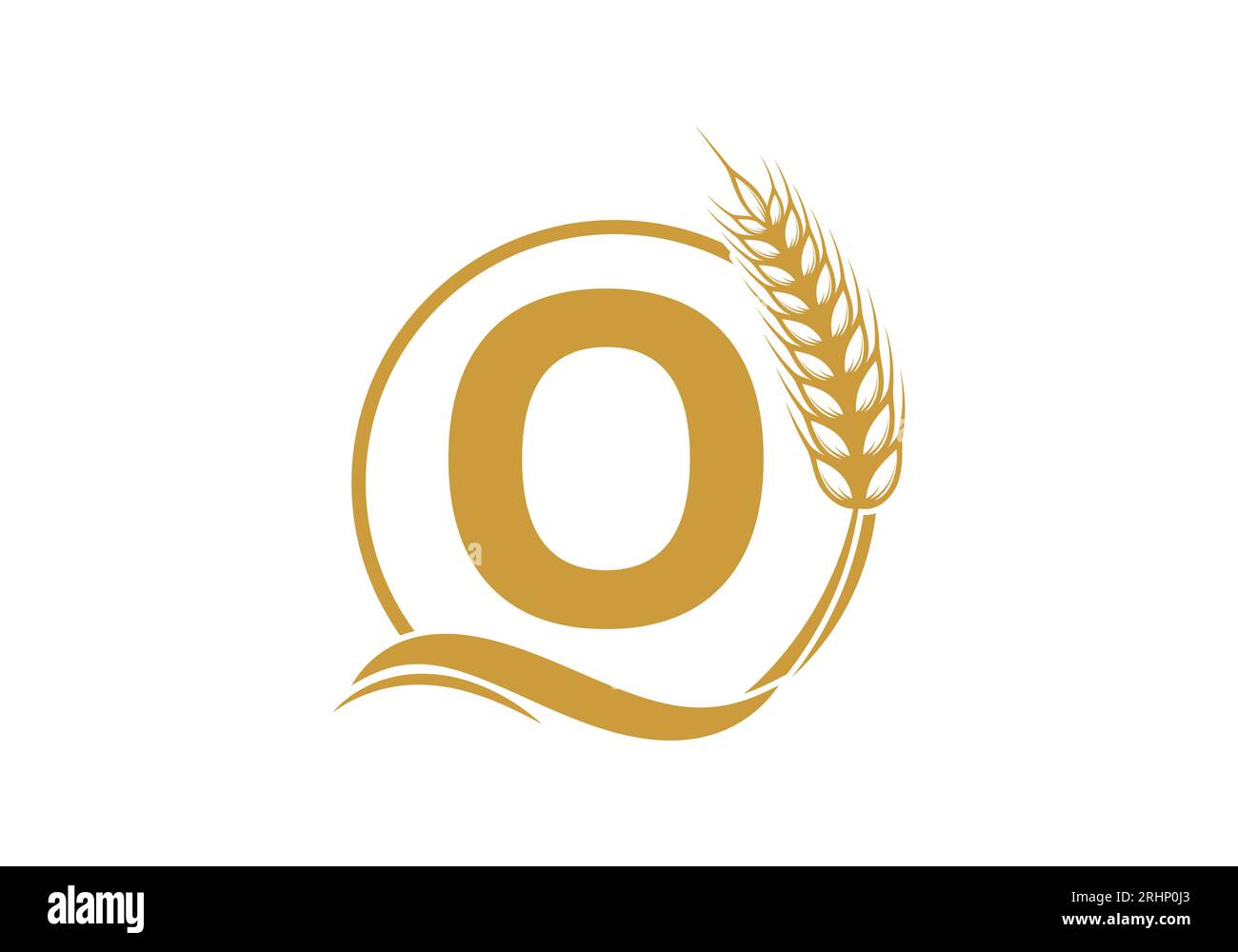 letter O sign symbol with wheat ears wreath. Agriculture Logo Farming ...