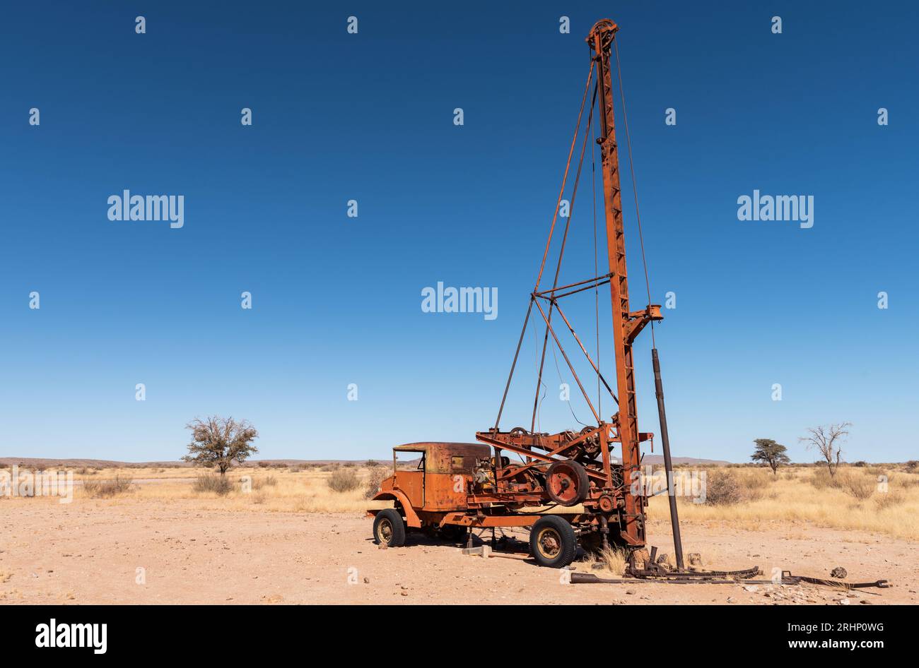 Old rusted and derelict waterboring rig - Namibia Stock Photo - Alamy