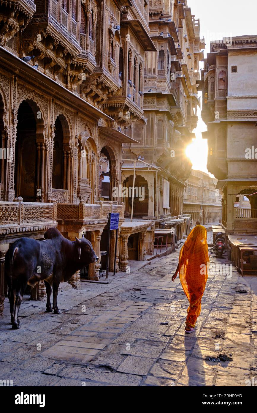 India, state of Rajasthan, Jaisalmer, Patwah-ki-haveli date of the ...