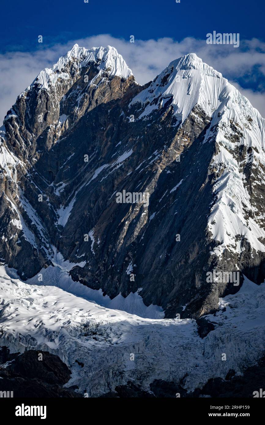 Mt Jirishanca Grande, Cordillera Huayhuash trekking circuit, Peru Stock ...