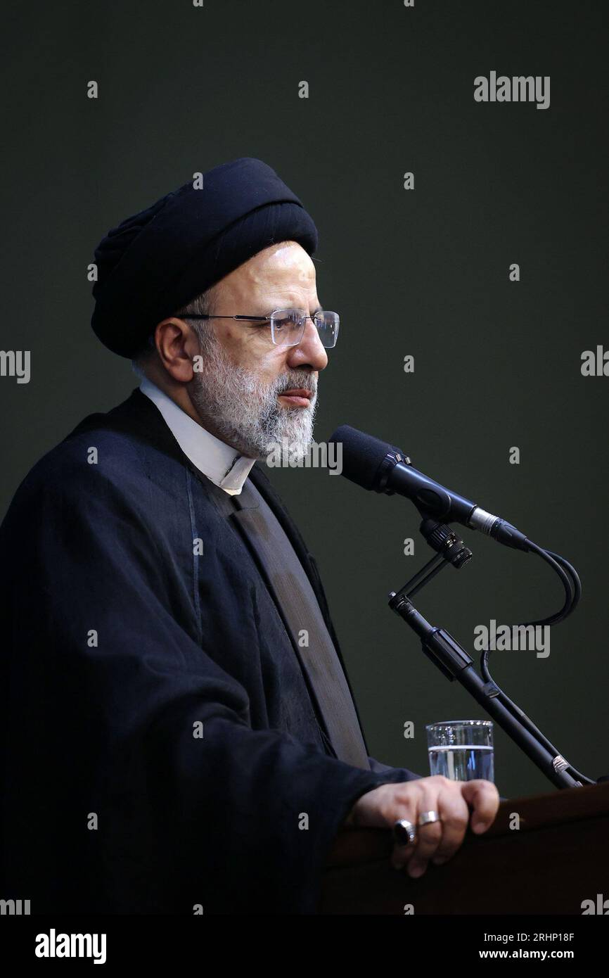 Tehran, Iran. 18th Aug, 2023. Iranian president EBRAHIM RAISI ...