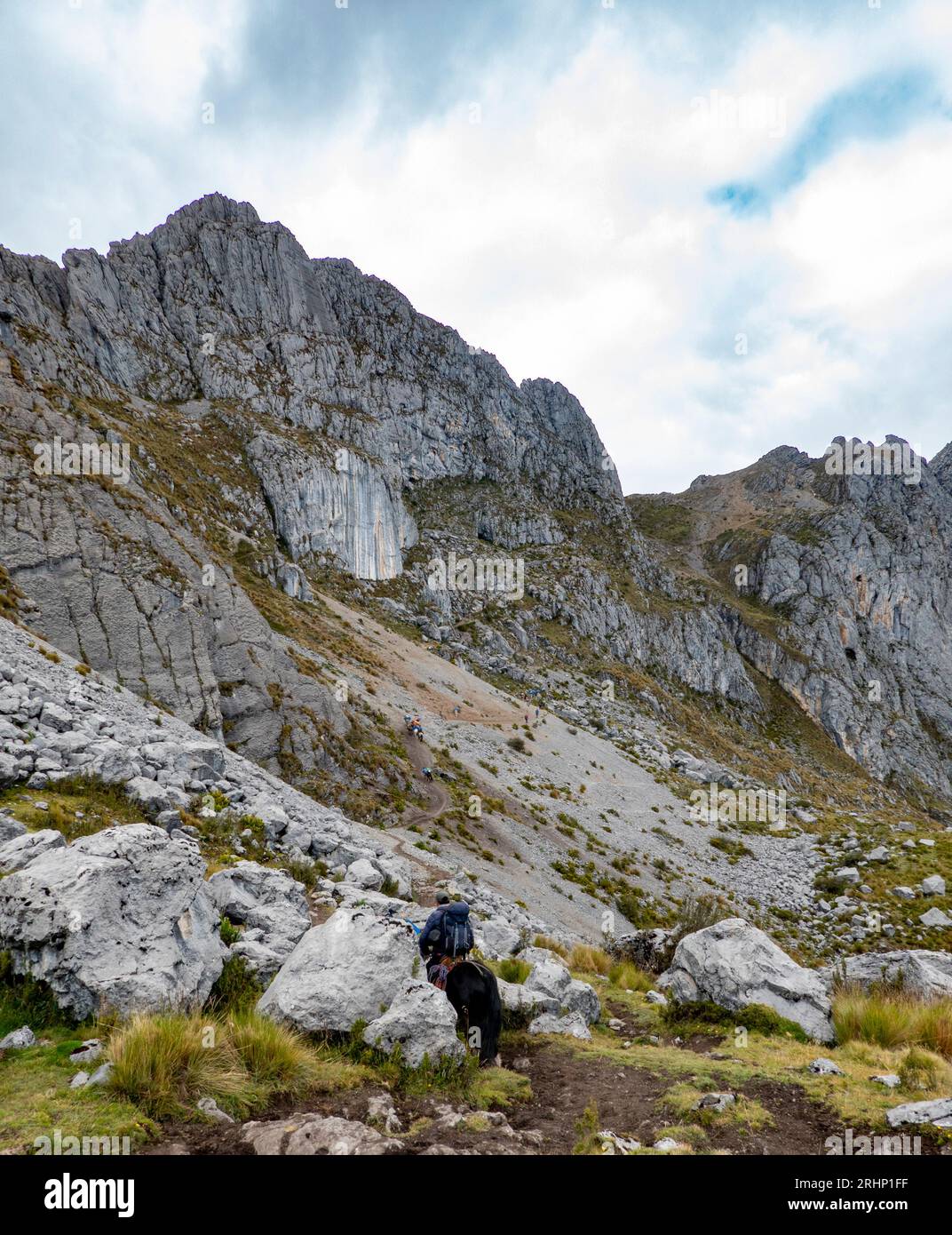 Cacanapunta Pass, Huayhuash hiking circuit, Peruvian Andes Stock Photo ...
