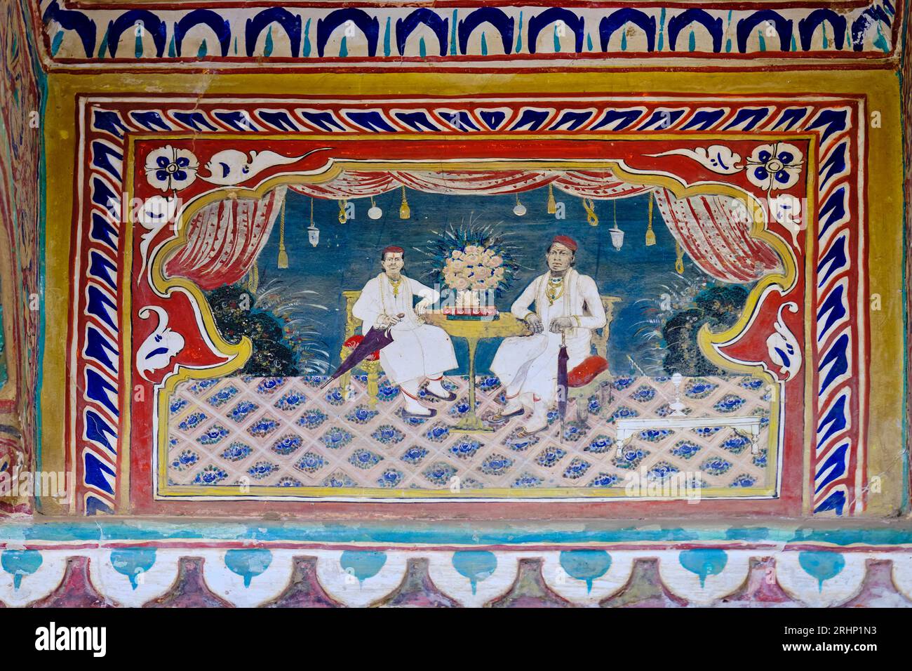 India, Rajasthan, Shekhawati region, Mandawa village, painting on the ...