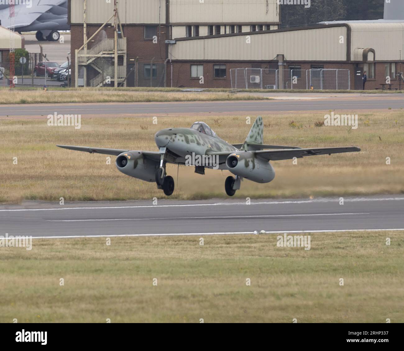 A replica of the German Me262 World War Two jet fighter flying at the ...