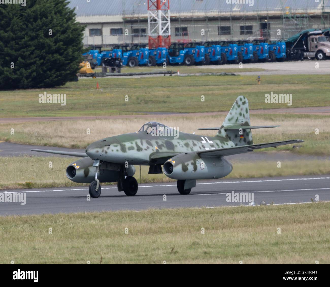 A replica of the German Me262 World War Two jet fighter flying at the ...