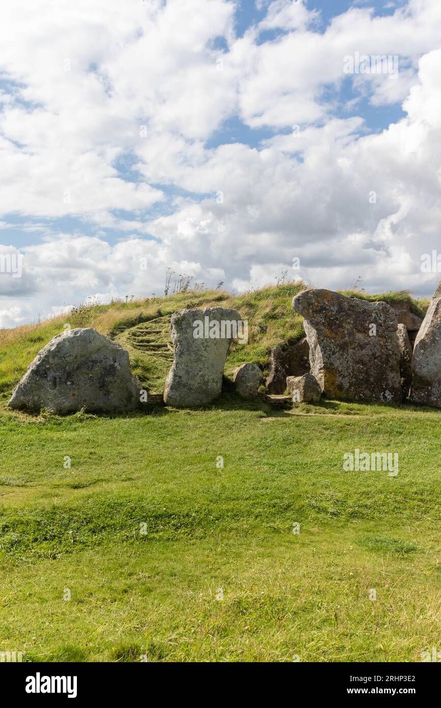 The Neolithic West Kennet Long Barrow or South Long Barrow burial mound ...