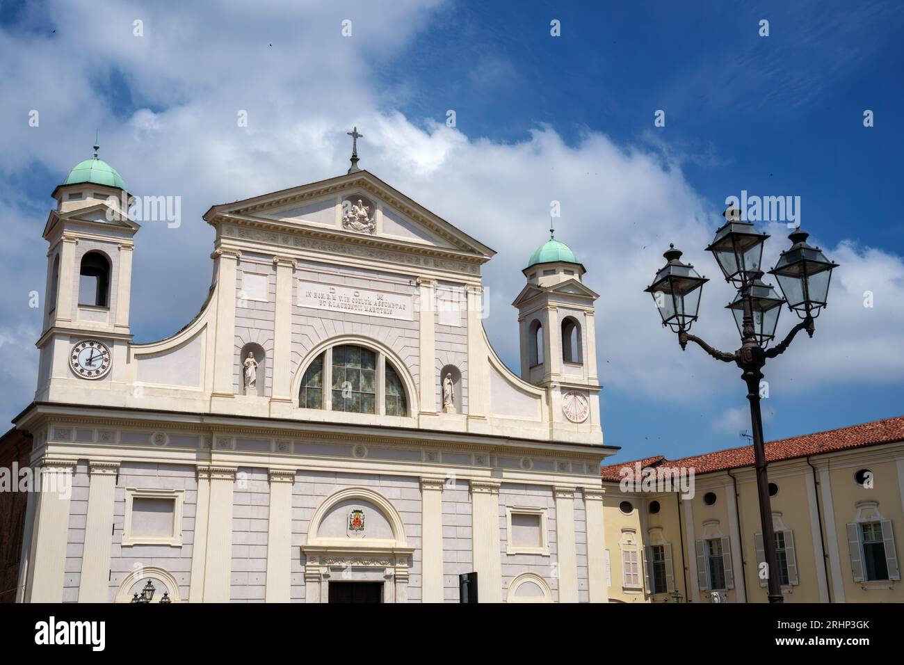 Facade of the historic cathedral of Tortona, Alessandria province ...