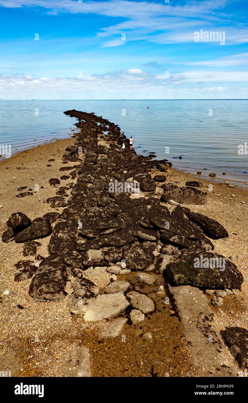 The remains of Hampton Pier, Herne Bay, Kent, looking out into the ...