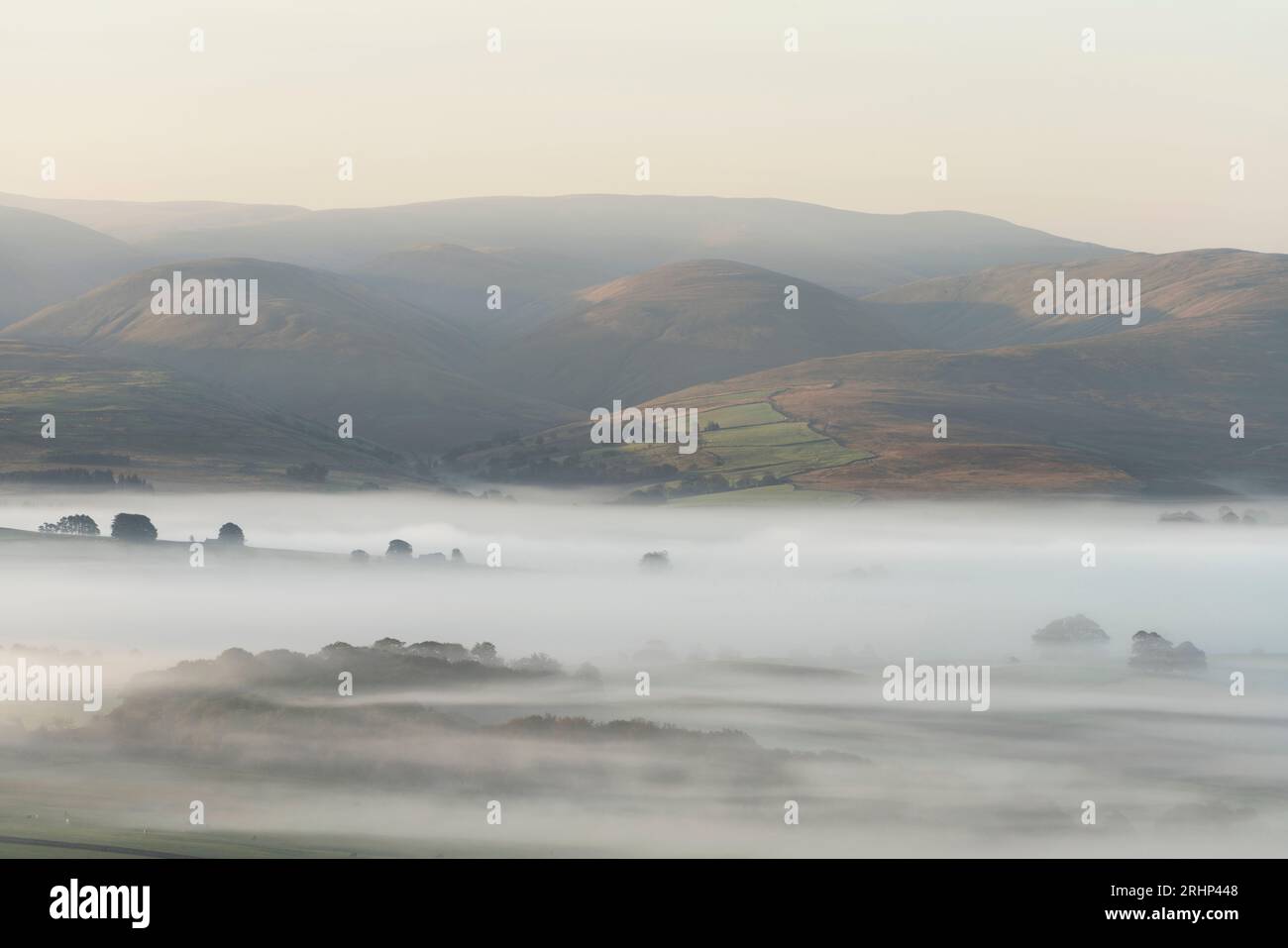 A temperature inversion and valley mist near Abdon, Lune Valley ...