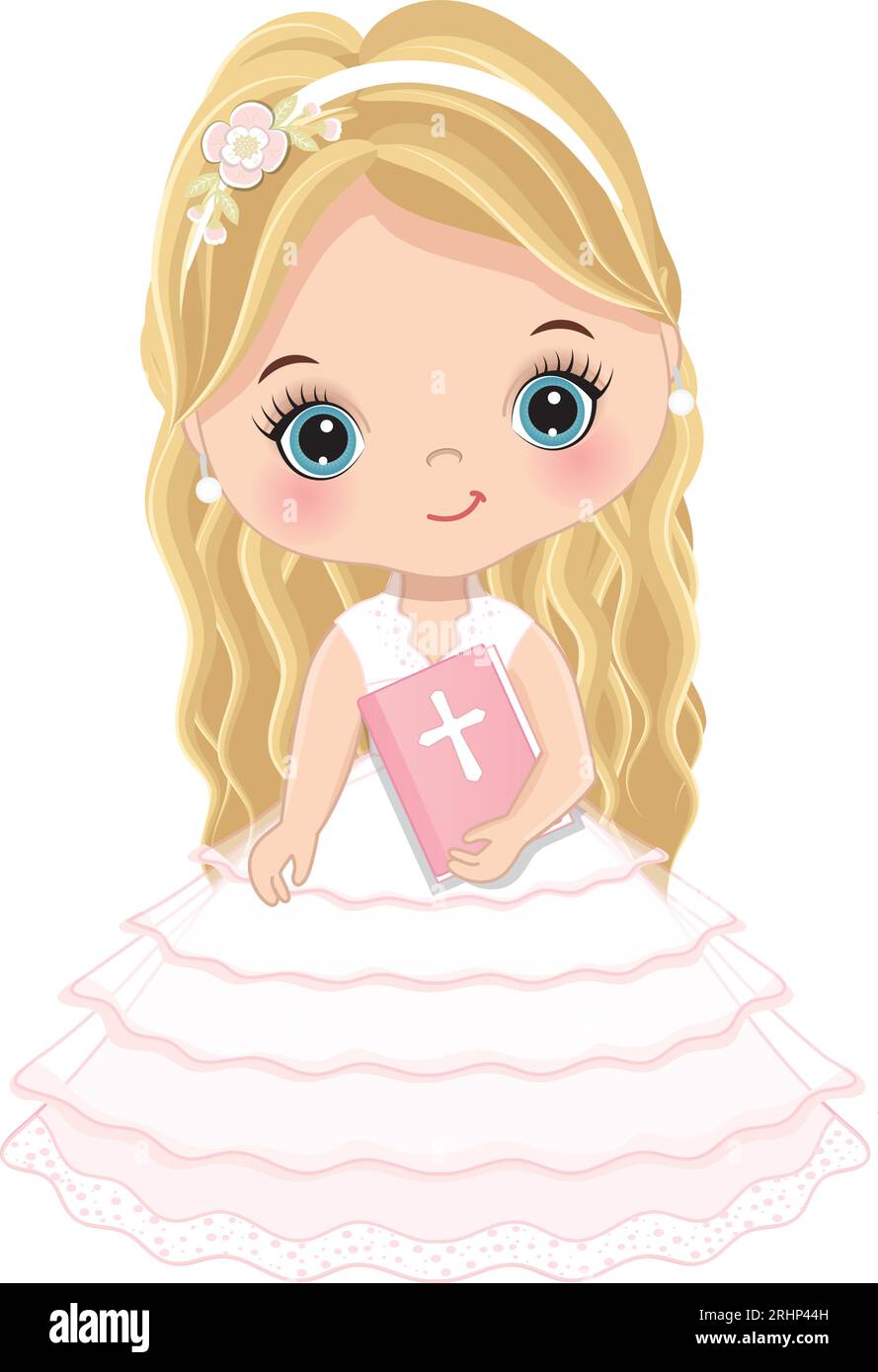 Vector First Holy Communion Cute Little Girl Stock Vector Image & Art ...