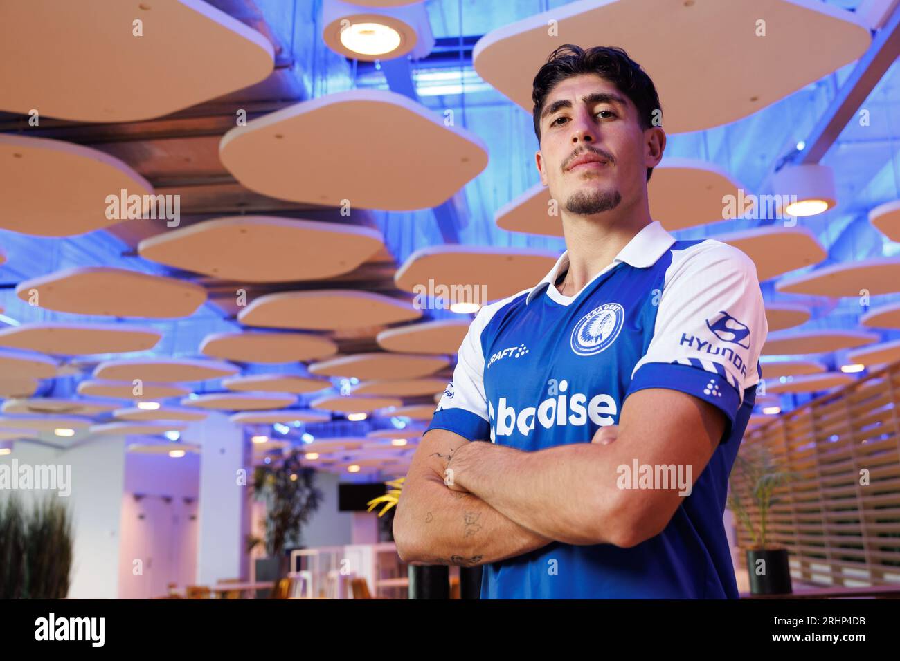 Gent, Belgium. 18th Aug, 2023. Gent's new player Omri Gandelman poses ...