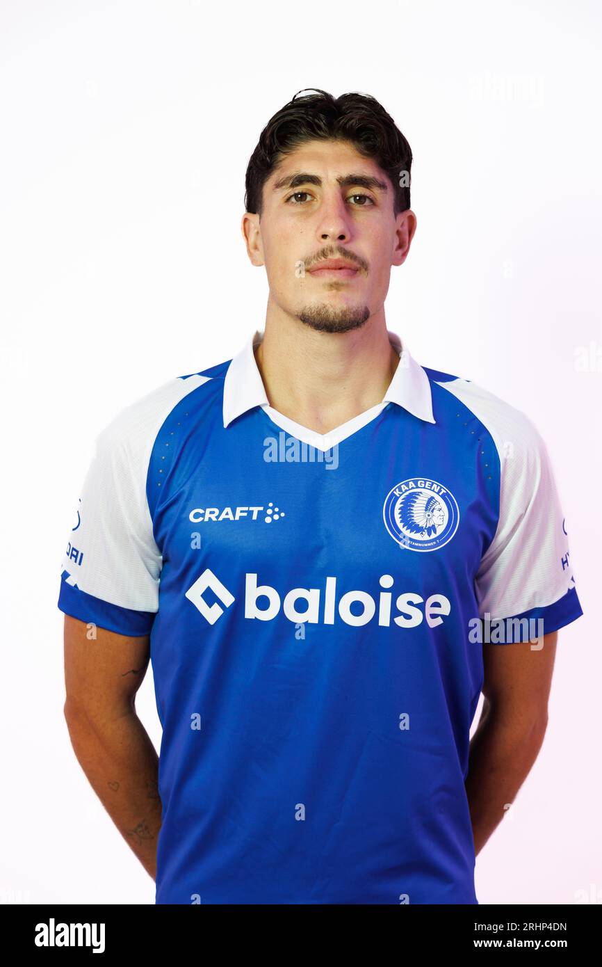 Gent, Belgium. 18th Aug, 2023. Gent's new player Omri Gandelman poses ...