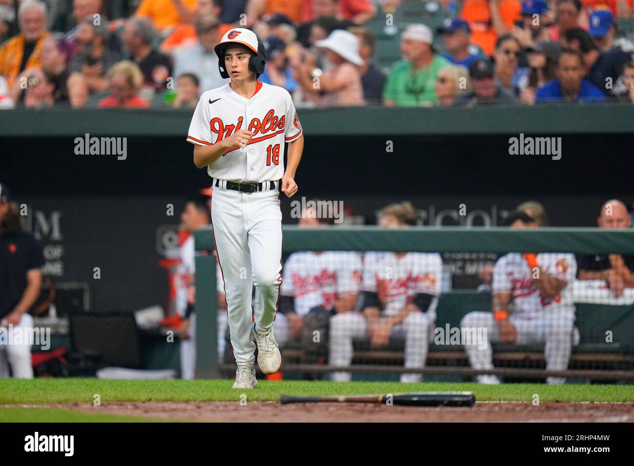 Colton Hyde, son of Baltimore Orioles manager Brandon Hyde, serves as ...