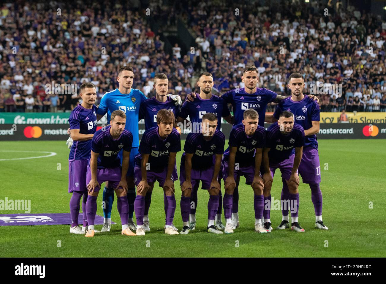 Team Maribor pose for a group photo before the UEFA Europa Conference ...
