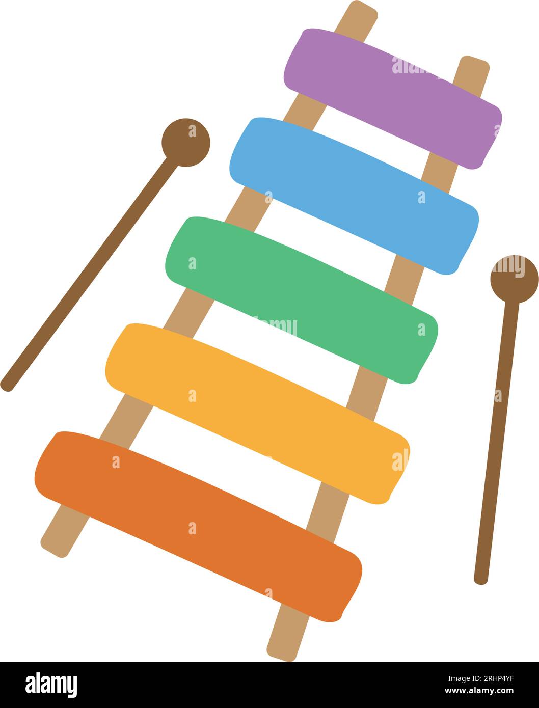 Wooden xylophone toys. Musical instruments silhouette. Vector ...