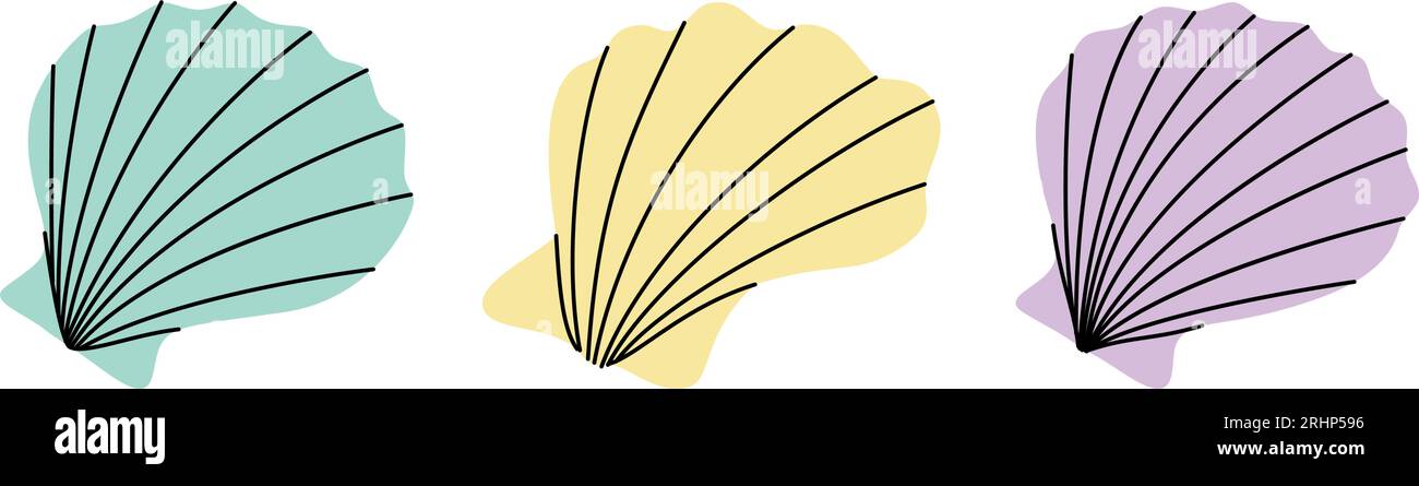 Underwater shells set. Sea shells, mollusks, scallop, pearls. Tropical ...