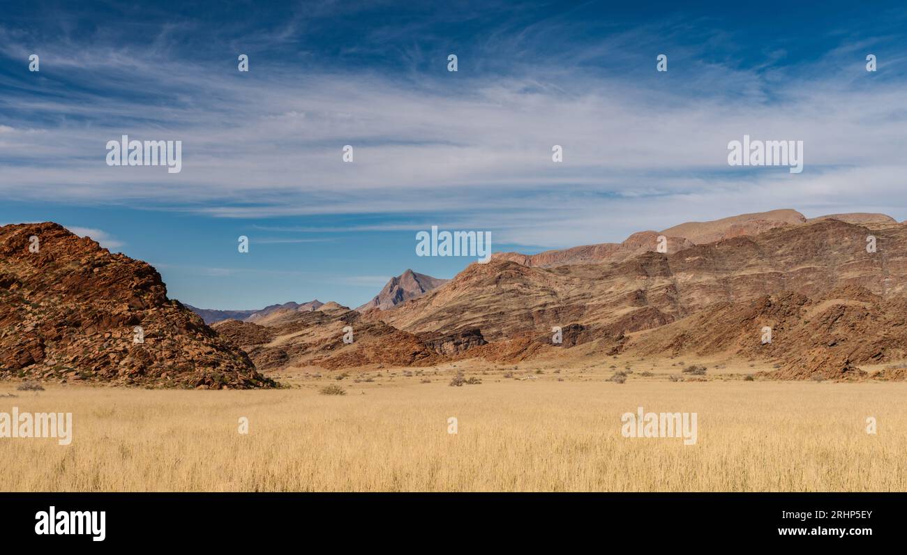 Scenic grassland landscape with mountains as a backdrop Stock Photo - Alamy