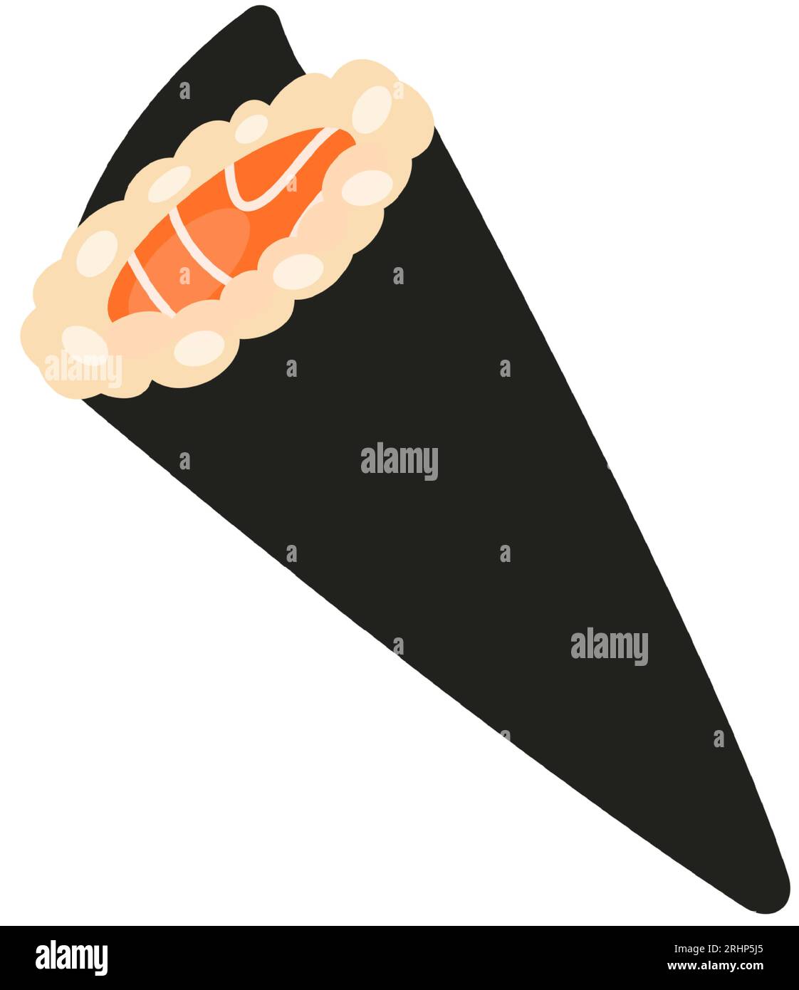 Sake hand roll, sake temaki. Japanese cuisine, traditional food. Vector ...