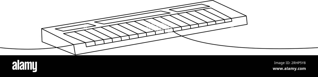 Synthesizer piano one line continuous drawing. Musical instruments ...