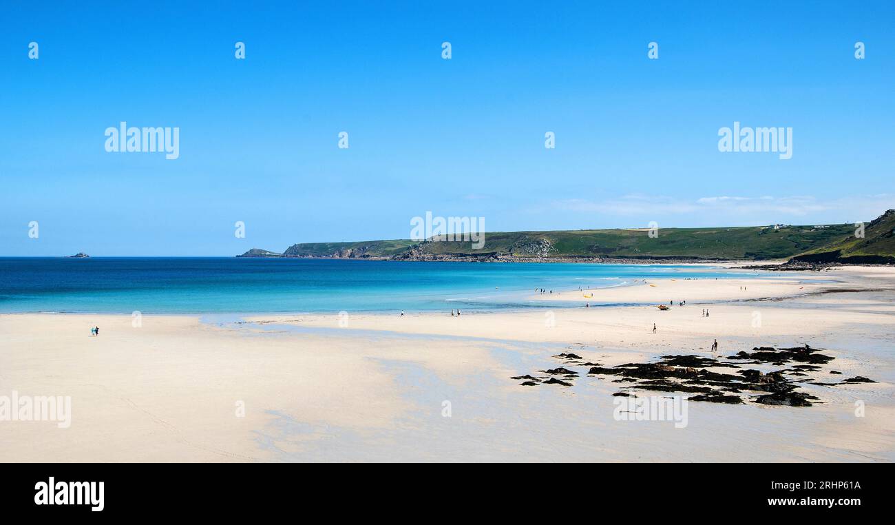 The wide sandy beach at Sennen Cove in Cornwall, UK Stock Photo - Alamy